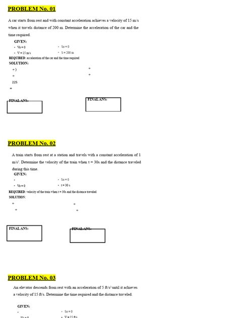 Dynamics Prob Set Pdf Acceleration Physical Phenomena