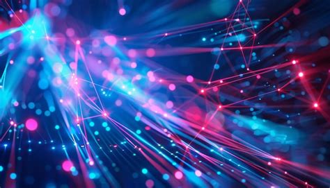 Abstract Digital Network Of Pink And Blue Lines And Dots Premium Ai Generated Image