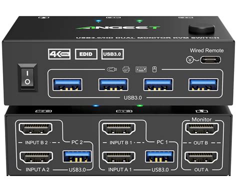 Hdmi Kvm Switch 2 Rrf12 Monitors 2 Computers Edid Simulation Angeet Dual Monitor Kvm Switch