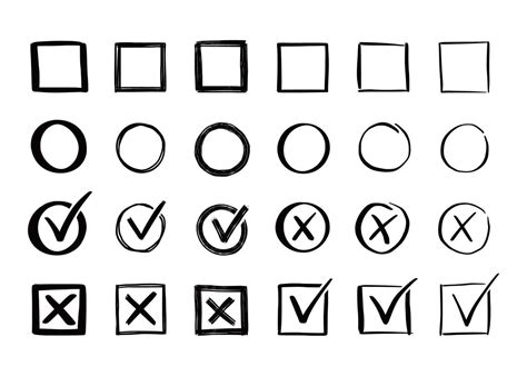 check and cross mark set hand drawn 14401638 vector art at vecteezy