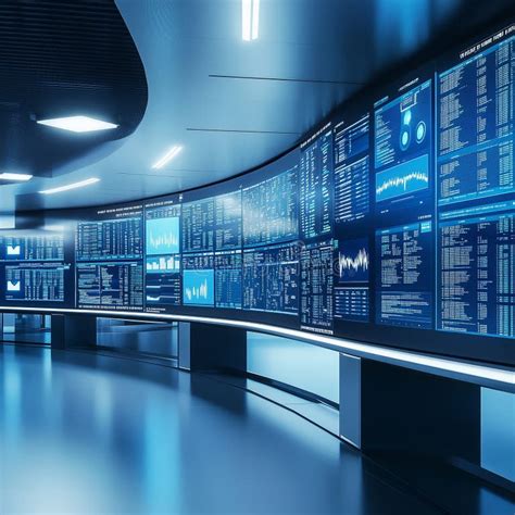 a high tech stock market trading desk with ai algorithms generating