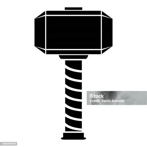 토르의 망치 토르 묠니르 바이킹 스칸디나비아 신화 슈퍼 히어로 북유럽 무기 아이콘 블랙 컬러 벡터 일러스트 레이 션 이미지 플랫