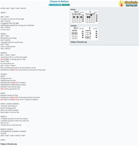 Chord Choose To Believe Tab Song Lyric Sheet Guitar Ukulele