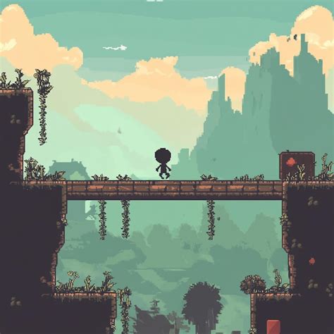 A Simple Platformer With A Character Jumping Across Various Obstacles Premium Ai Generated Image