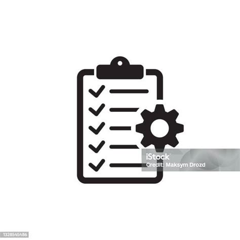 기어 분리 아이콘이 있는 클립보드 기술 지원 체크 리스트 아이콘입니다 관리 플랫 아이콘 개념입니다 소프트웨어 개발 기어 기계 부분에 대한 스톡 벡터 아트 및 기타 이미지