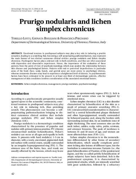 Pdf Prurigo Nodularis And Lichen Simplex Chronicus