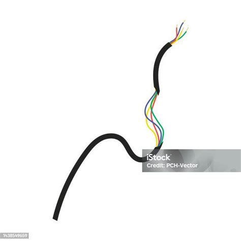 절연체가 손상된 깨진 전기 케이블 전원 연결에 대 한 손상 된 코드의 벡터 그림입니다 흰색으로 분리된 플러그가 있는 만화 찢어진