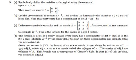 Solved 5 A Symbolically Define The Variables A Through D