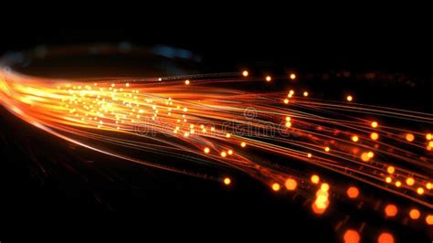 Exploring The Concept Of Highspeed Data Transfer With Glowing Fiber Optic Cables Aig53m Stock