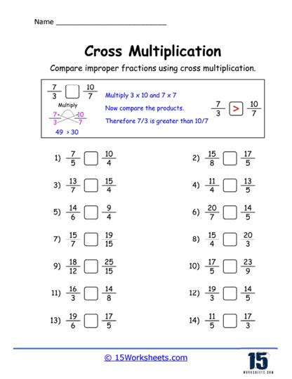Cross Multiplication Worksheets 15 Worksheets Library