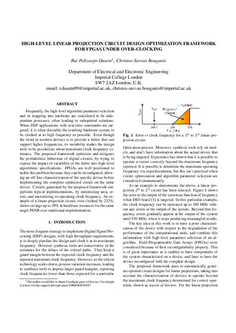 Pdf High Level Linear Projection Circuit Design Optimization Framework For Fpgas Under Over