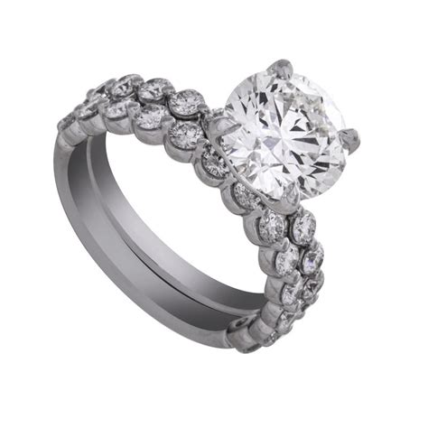 Kesslers 4ct T W Round Cut Newborn Lab Created Diamond Wedding Set In 14k White Gold