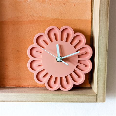 Mini Flower Acrylic Wall Clock Melon Pink Etsy Wall Clock Clock