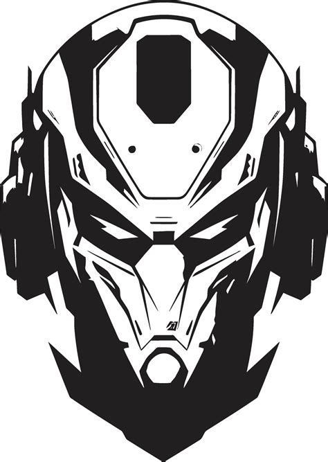 Robotic Rhapsody Futuristic Cyberrobot Head Futuristic Interface Black Face 46124291 Vector Art