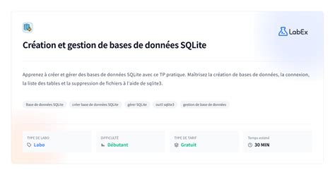 Créer Et Gérer Des Bases De Données Sqlite Labex