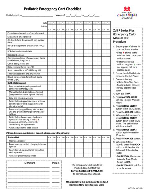 Fillable Online Pediatric Emergency Cart Checklist Fax Email Print Fillable Online Pediatric Emergency Cart Checklist Fax Email Print
