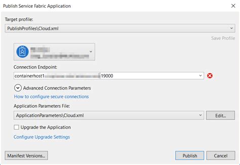 how do i publish to service fabric using windows authentication