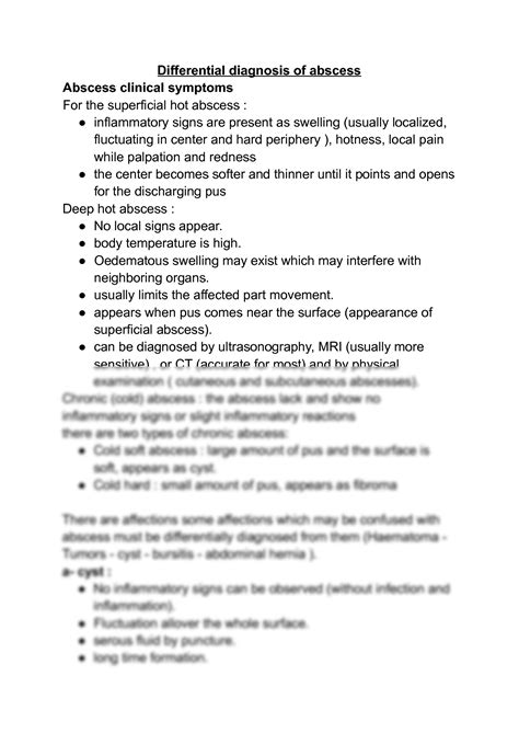 SOLUTION Differential Diagnosis Of Abscess Studypool