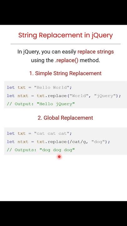String Replacement In Jquery Youtube