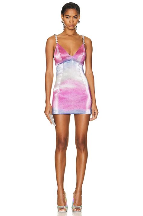 Area Ombre Crystal Mini Dress In Pink Multi Fwrd