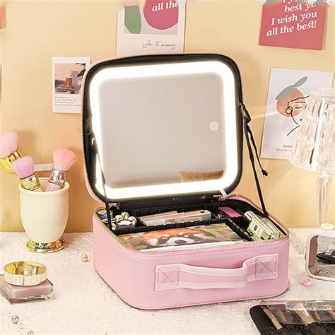 Kit Maleta Maquiagem Com Espelho E Luz Led Usb Com Cabo Makeup