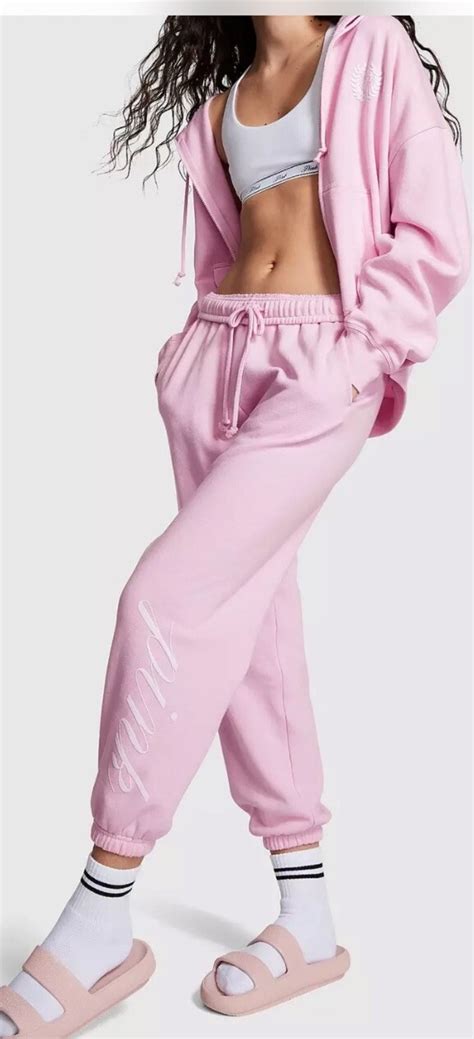 Victorias Secret Pink Ivy Fleece Fz Hoodie Gym Pants Set Spring