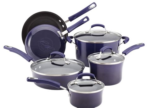 Rachael Ray Porcelain Enamel Ii Nonstick 10 Piece Cookware Set Purple