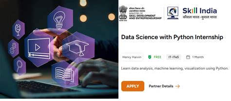 free 1month govt internship data science with python by ministry of