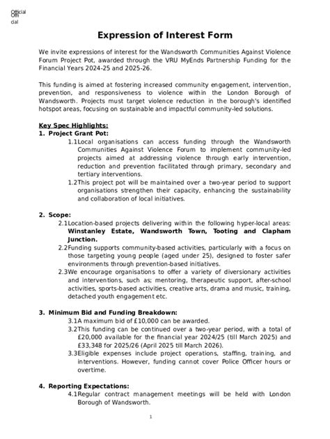 Expression Of Interest Doc Template Pdffiller