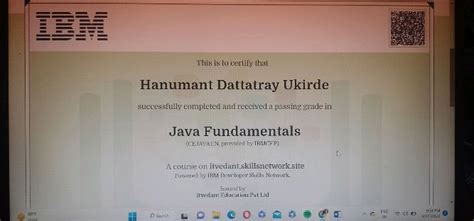Hanumant Ukirde On Linkedin Ibm Certification For Full Stack Java
