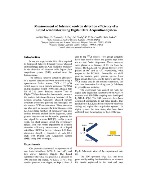Pdf Measurement Of Intrinsic Neutron Detection Efficiency Of A Liquid