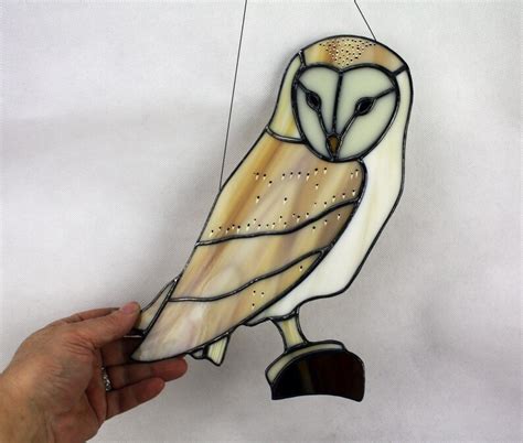 Barn Owl Stained Glass Suncatcher Stained Glass Bird Etsy