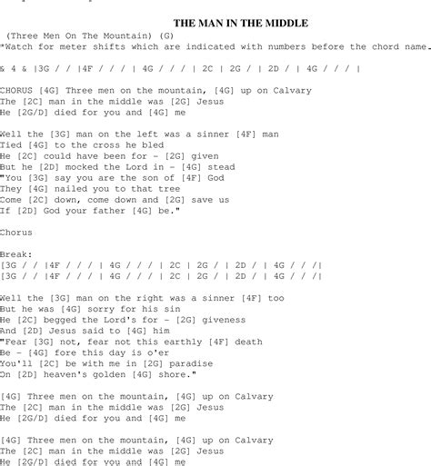 THE MAN IN THE MIDDLE Christian Gospel Song Lyrics And Chords