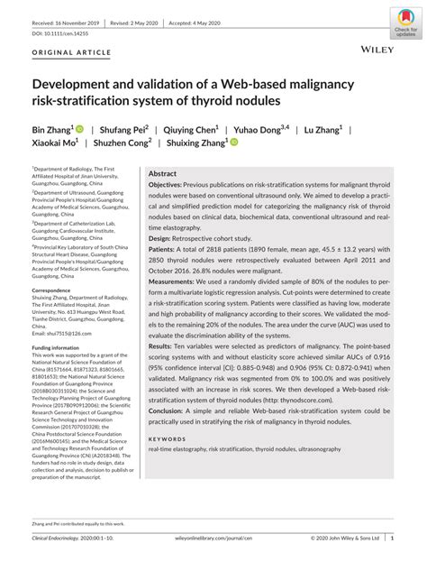 Pdf Development And Validation Of A Web Based Malignancy Risk Stratification System Of Thyroid