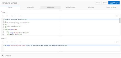 email template option in oracle apex 18 2