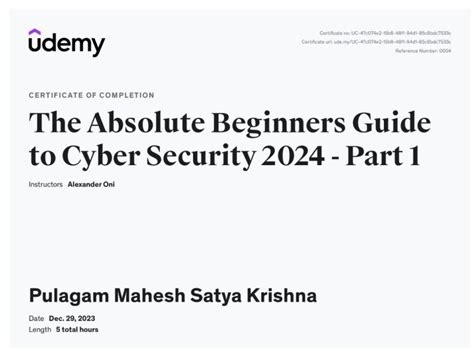 Pulagam Mahesh On Linkedin Udemy Cybersecurity Itsecurity