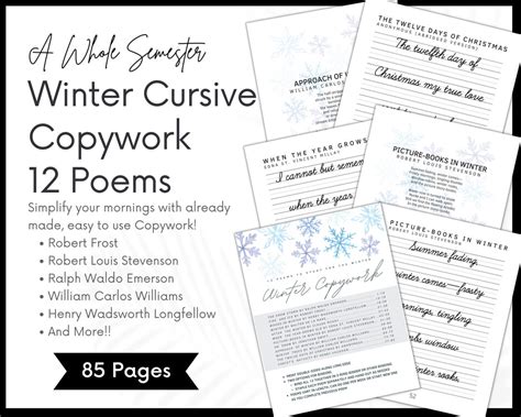 Winter Cursive Copywork And Seasonal Poetry Study Charlotte Mason Homebabeing Printable