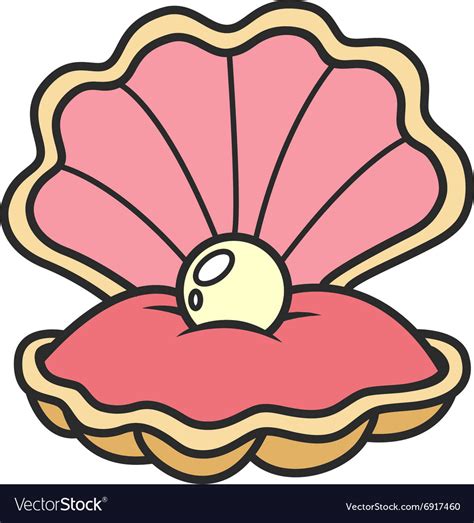 Scallop Seashell With Pearl Royalty Free Vector Image