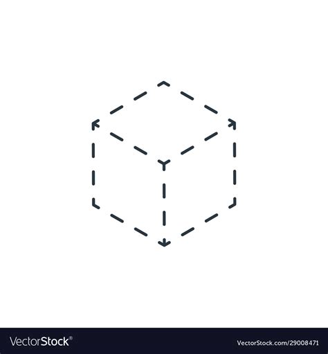 Linear Dotted Isometric Cube Icon Line Royalty Free Vector