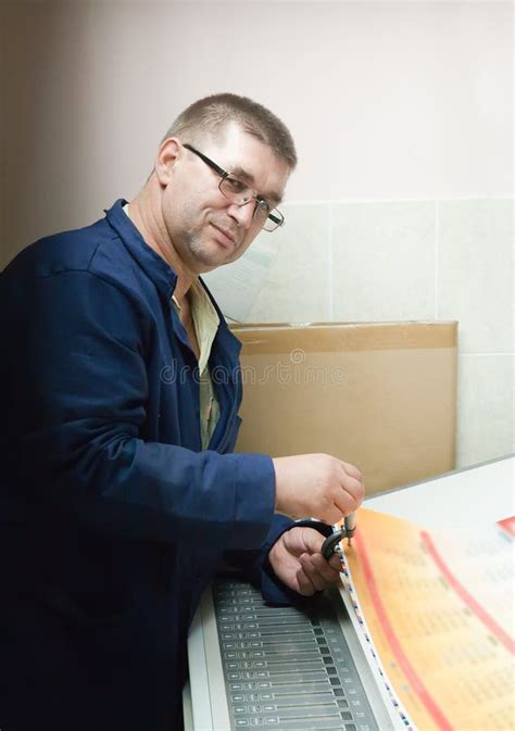 Printer Checking A Print Run Stock Image Image Of Worker Magazine 9039083