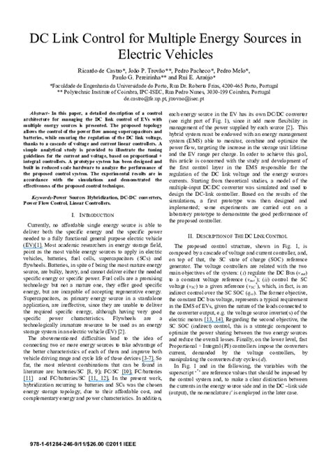 Pdf Dc Link Control For Multiple Energy Sources In Electric Vehicles