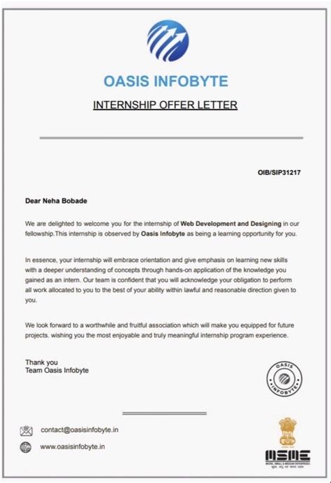 neha bobade on linkedin oasisinfobyte webdevelopment internship thankyou