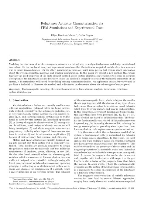 Pdf Reluctance Actuator Characterization Via Fem Simulations And Experimental Tests