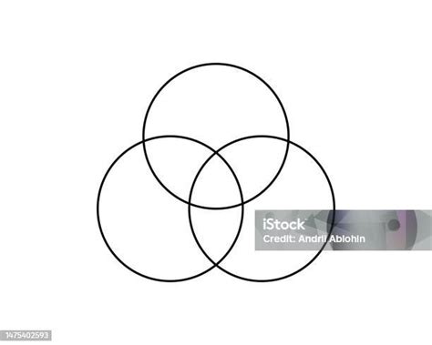 3 개의 겹쳐진 원이있는 벤 다이어그램 아이콘입니다 비즈니스 차트 마케팅 프리젠 테이션 분석 스키마 인포 그래픽 레이아웃에 대 한 템플릿입니다 이론 기호 설정 벤