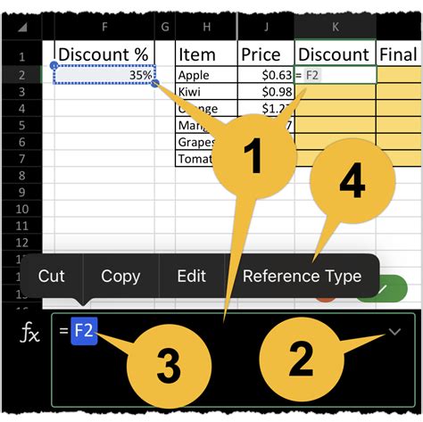 Use Relative Or Absolute References Excel Ios App