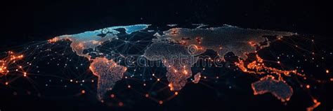 Global Network Visualization Shows Worldwide Digital Transformation Interconnected Glowing