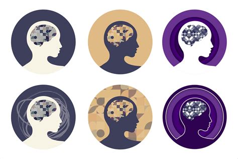 Set Of Abstract Mental Health Science Brain Icon And Logos Human