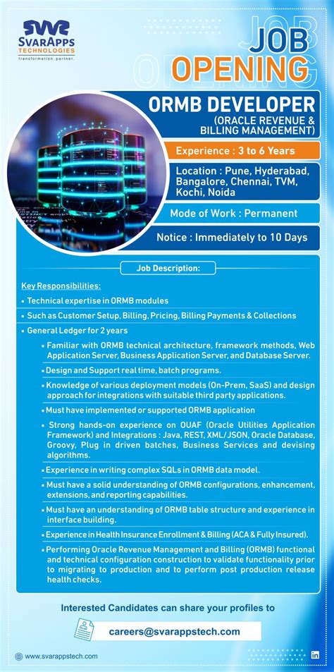 Svarapps Technologies Private Limited On Linkedin Jobopening Oracle Ormb Ormbdeveloper
