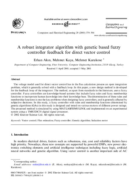 Pdf A Robust Integrator Algorithm With Genetic Based Fuzzy Controller Feedback For Direct