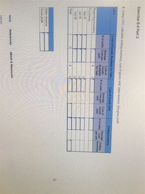 solved exercise 6 4 part 2 2 using lifo calculate ending